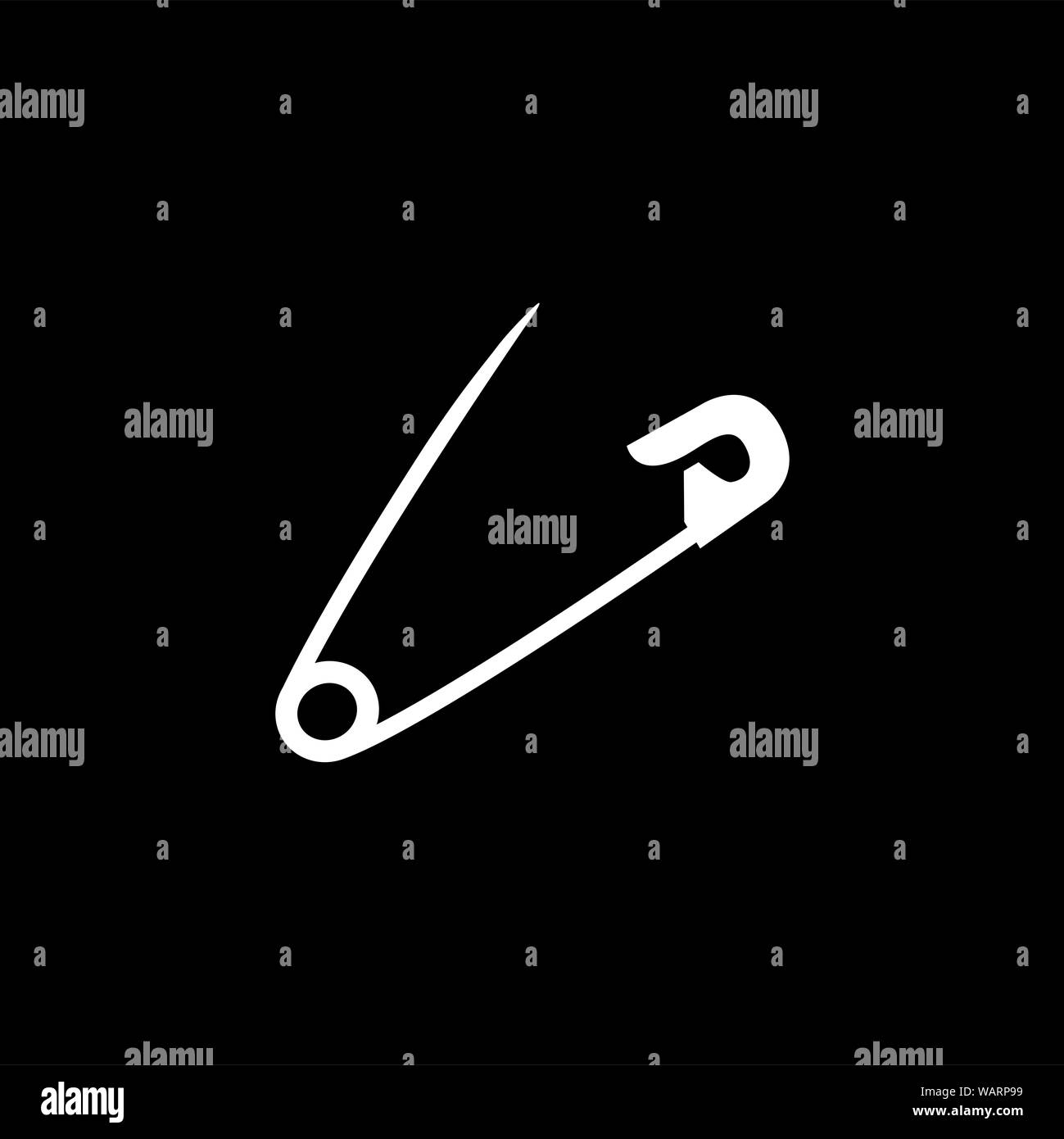 Safety Pin Icon On Black Background. Black Flat Style Vector ...