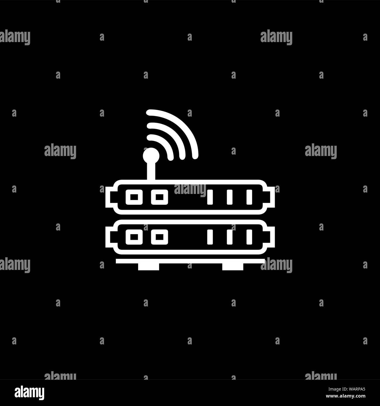 Router Line Icon On Black Background. Black Flat Style Vector ...