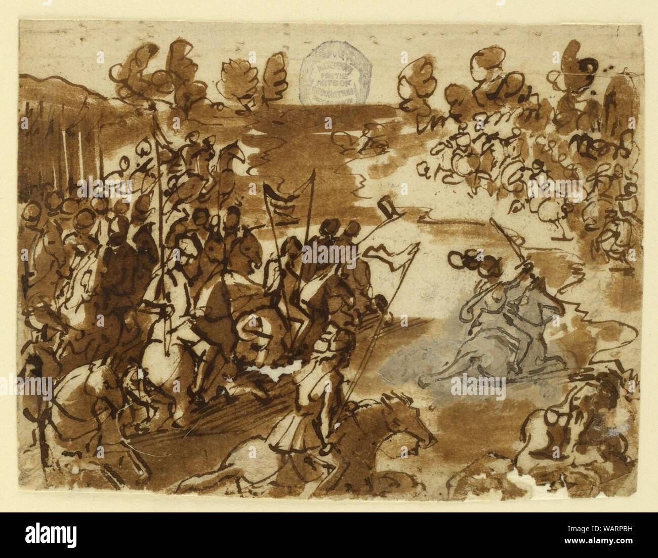 Drawing, Page of a sketchbook; Battle scene, ca. 1590 Stock Photo - Alamy