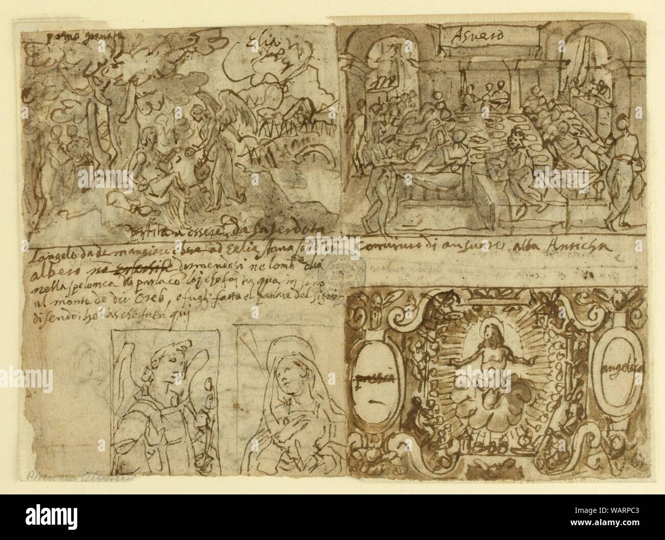 Drawing, Page of a sketchbook; Christ in Wilderness; Annunciation ...