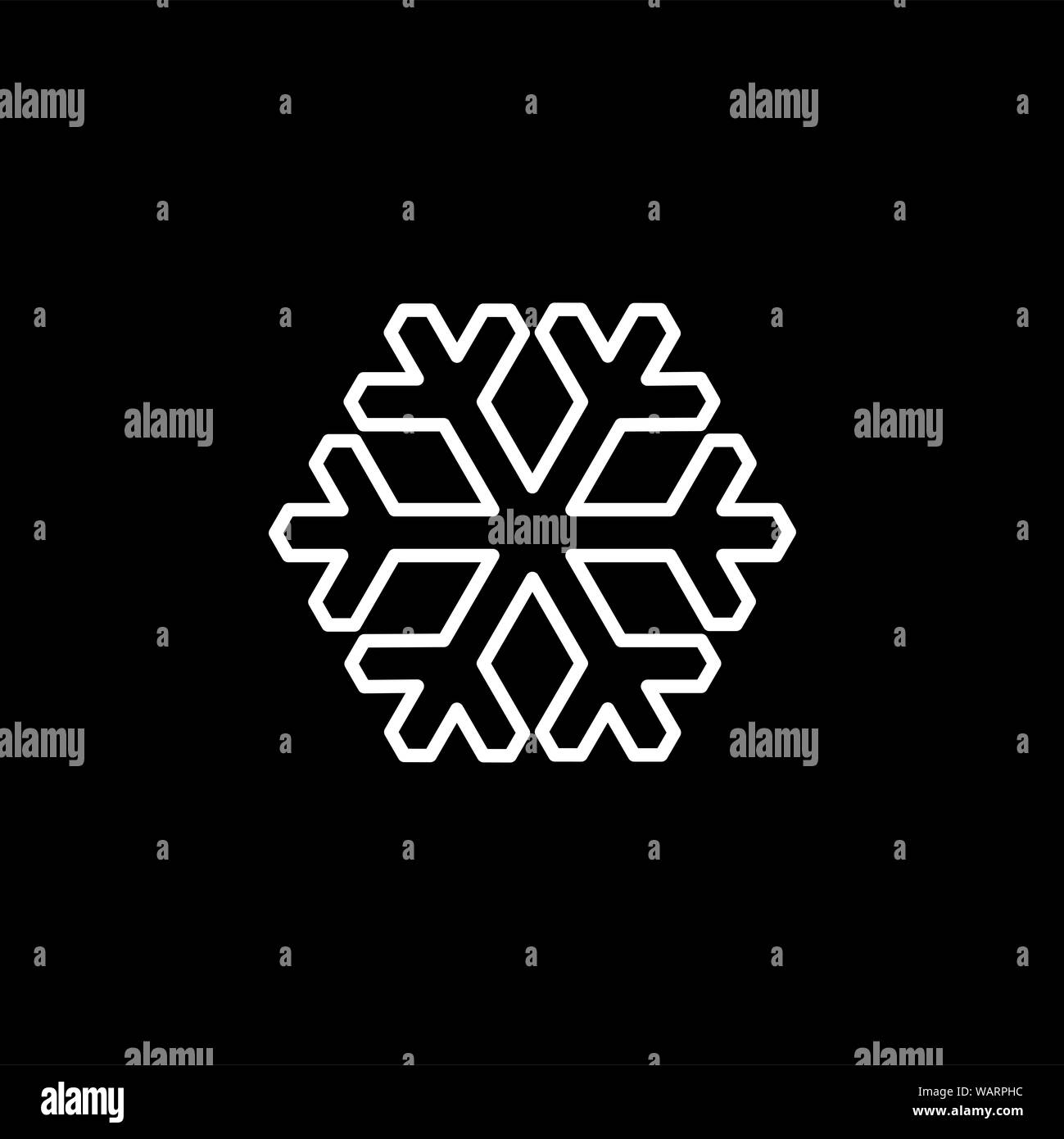 Snowflake Line Icon On Black Background. Black Flat Style Vector ...