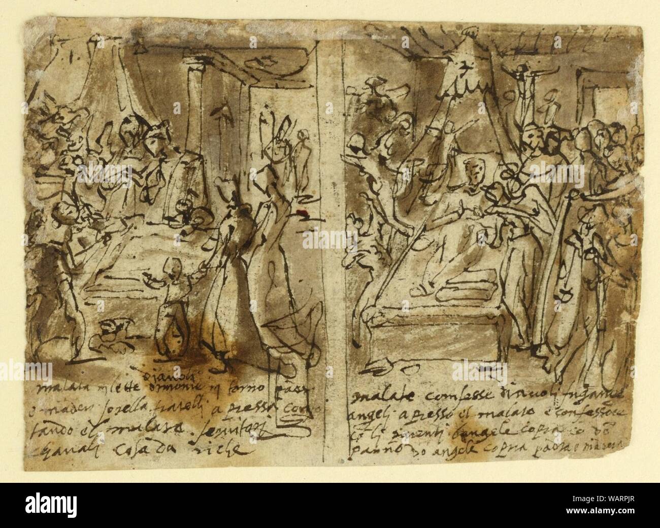 Drawing, Page of a sketchbook; The dying pious, ca. 1590 Stock Photo ...