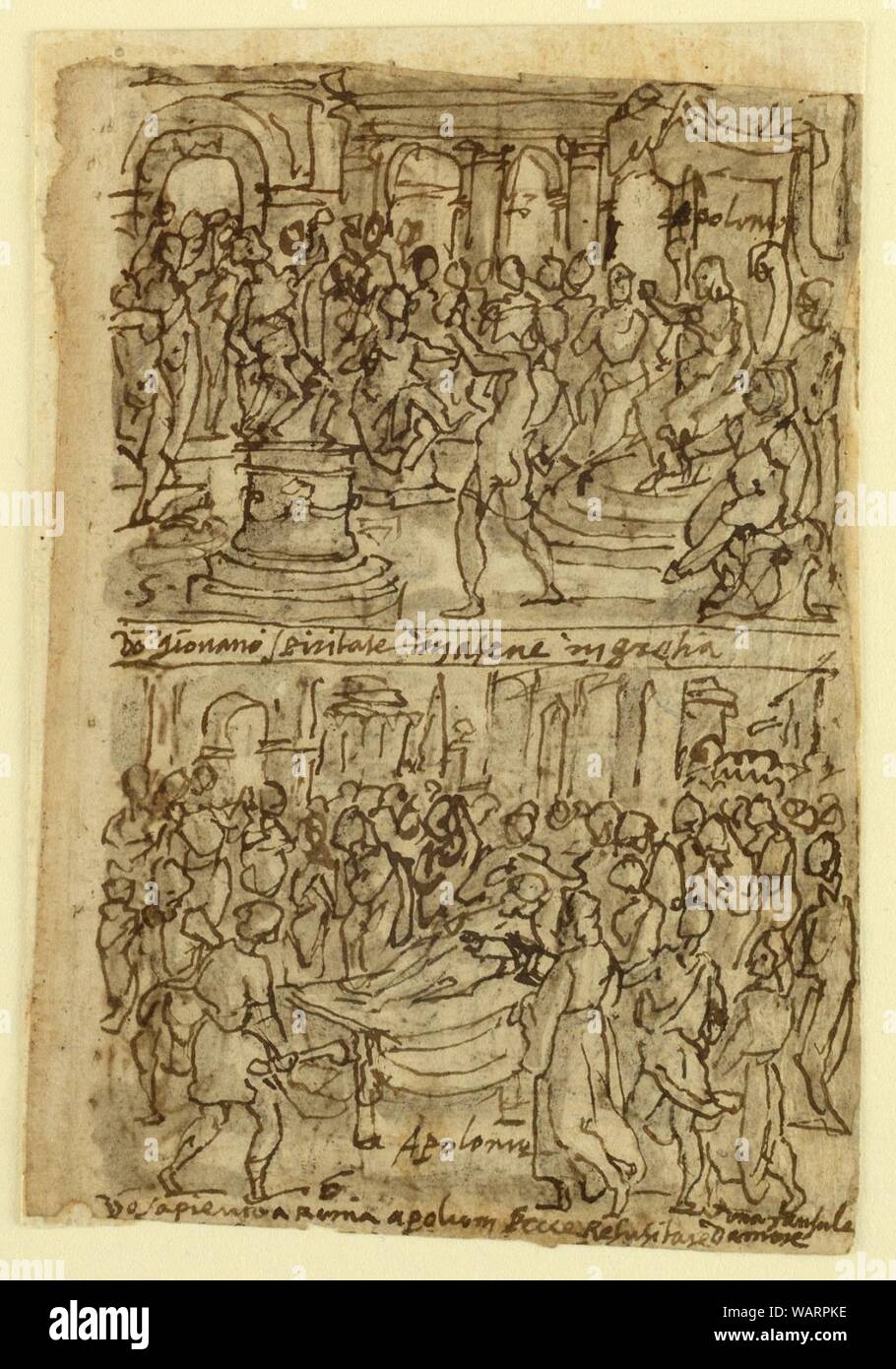 Drawing, Page of a sketchbook; Scenes of Apollonius, ca. 1590 Stock ...