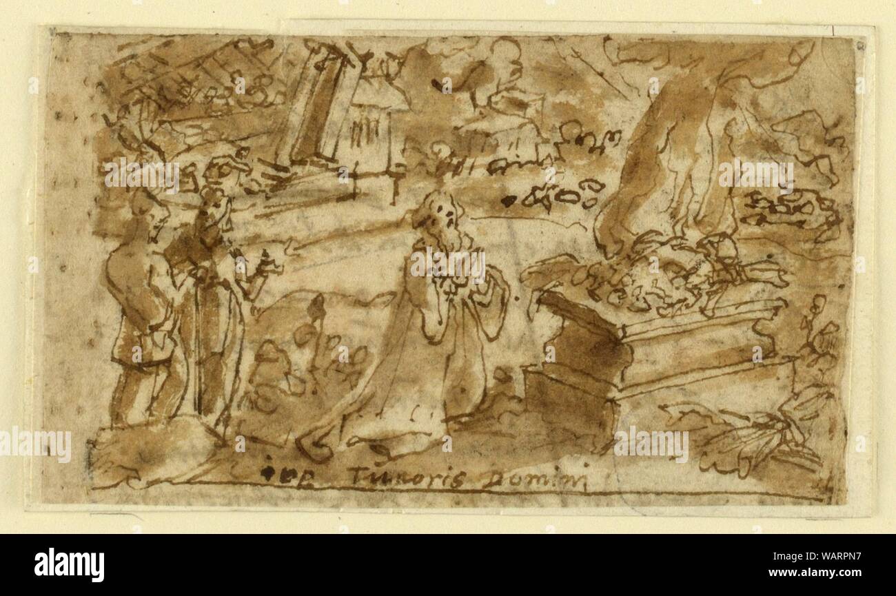 Drawing, Page of a sketchbook; Sacrificial offering, ca. 1590 Stock ...