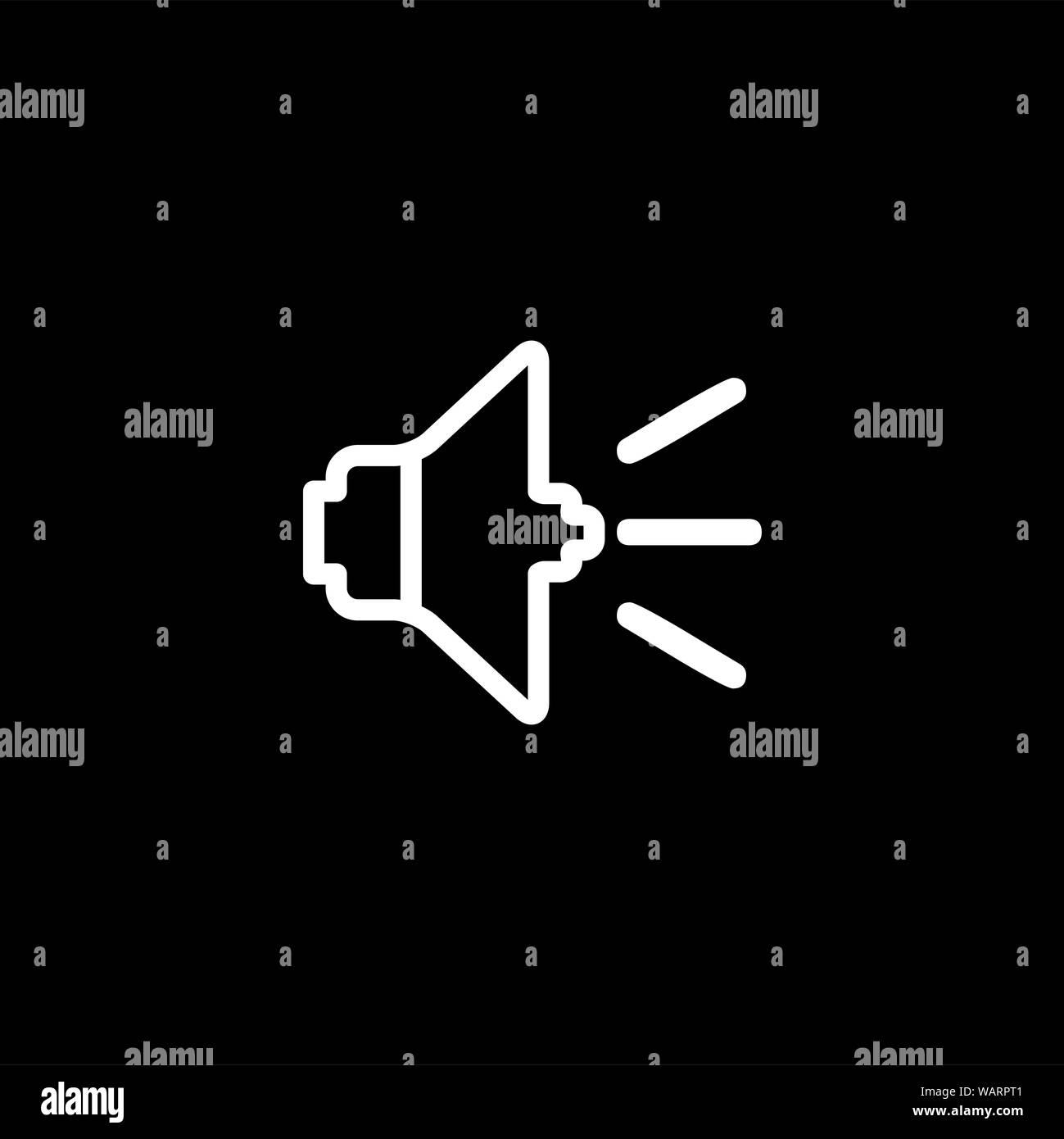 Sound Line Icon On Black Background. Black Flat Style Vector ...