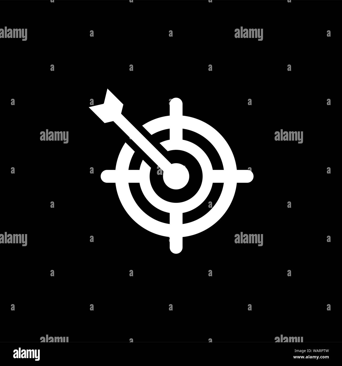 Target Icon On Black Background. Black Flat Style Vector Illustration ...