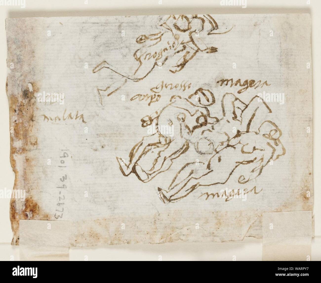 Drawing, Page of a sketchbook; Zeuxis painting Helen; Studies of ...