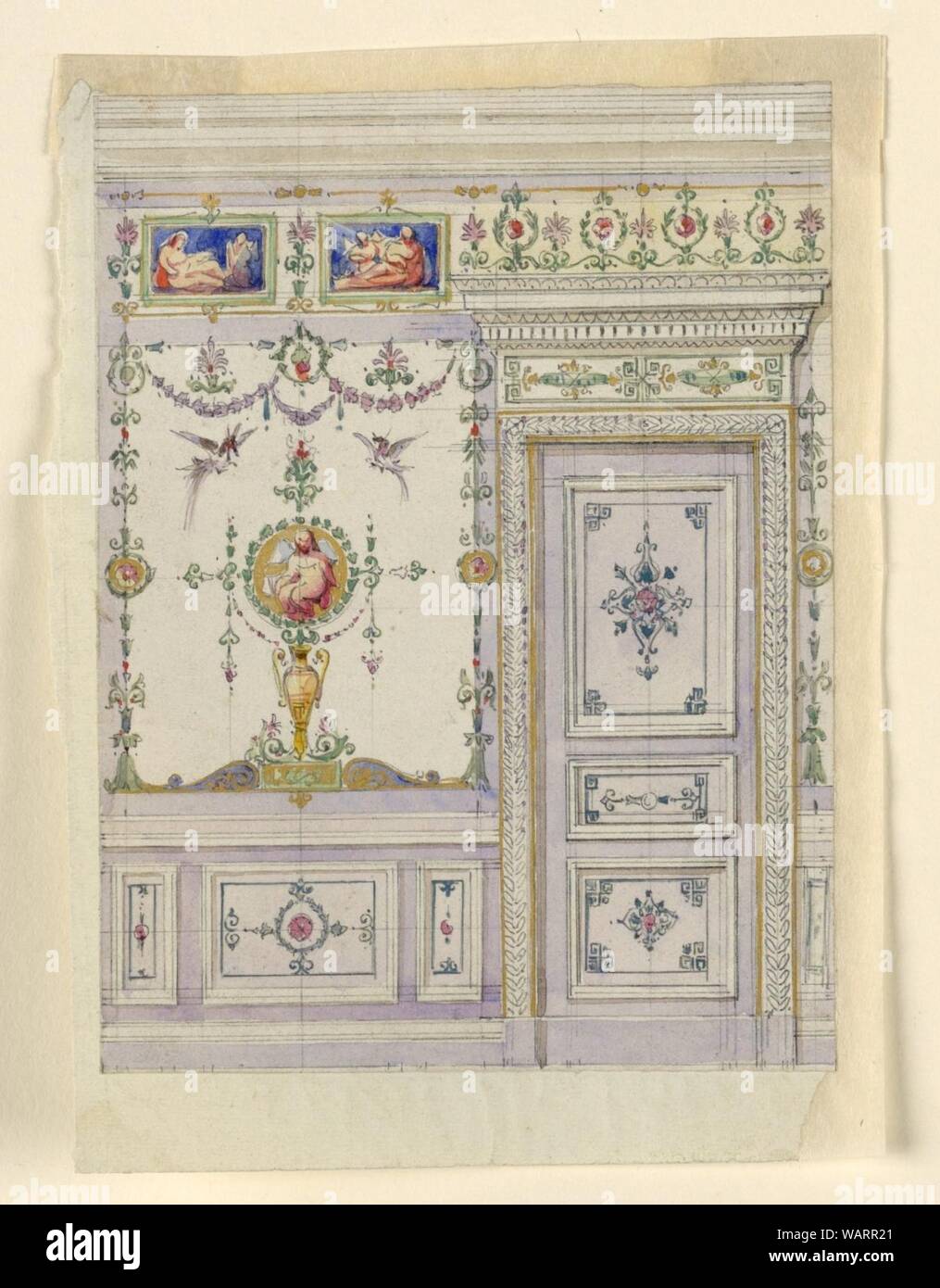 Drawing, Painted Decoration of a Wall, 1830–50 Stock Photo - Alamy