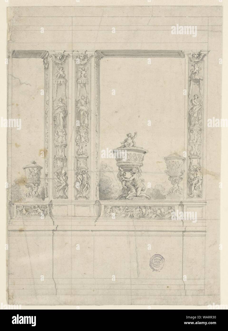 Drawing, Painted decoration of a wall, ca. 1750 Stock Photo - Alamy