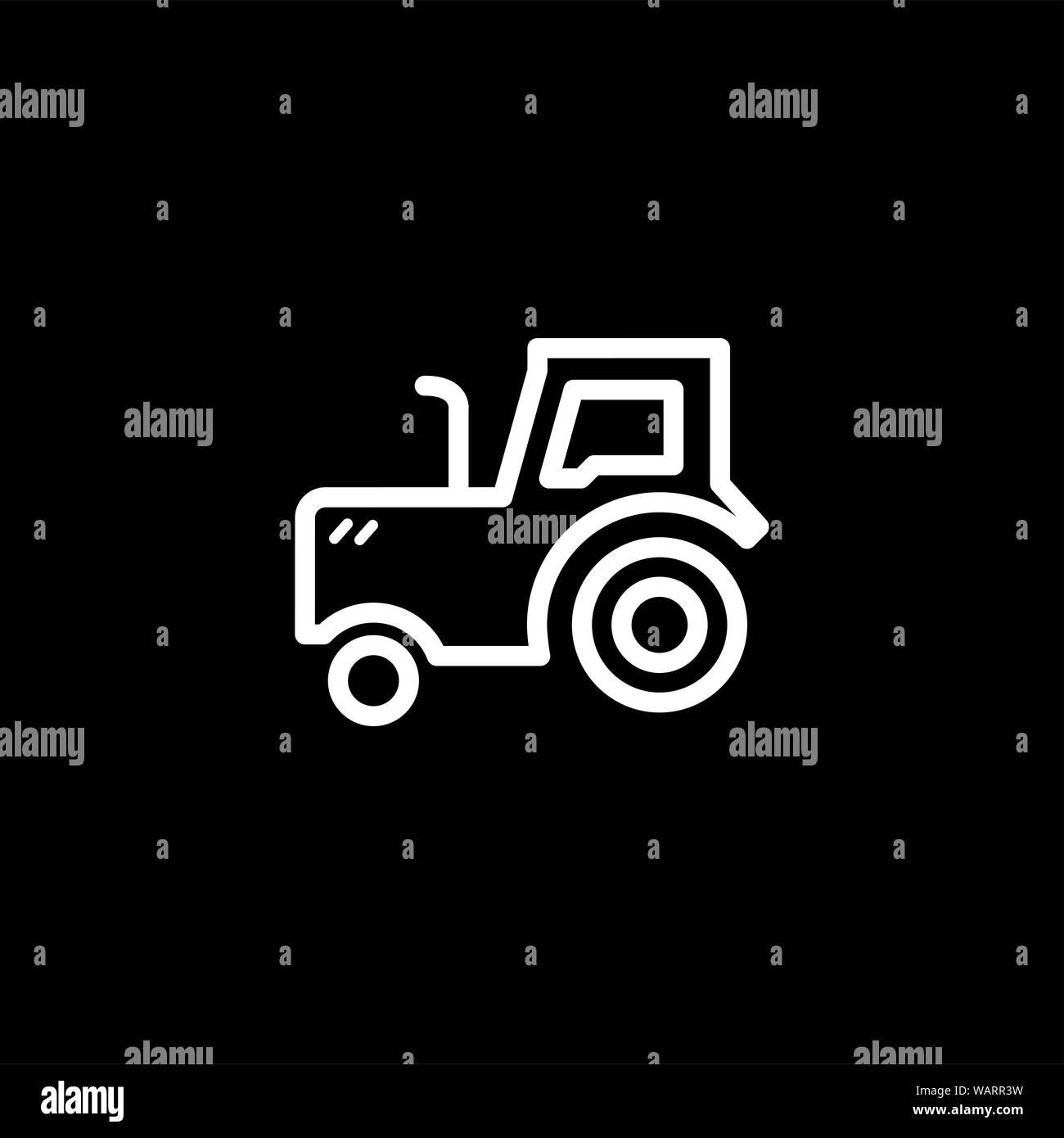 Tractor Line Icon On Black Background. Black Flat Style Vector ...
