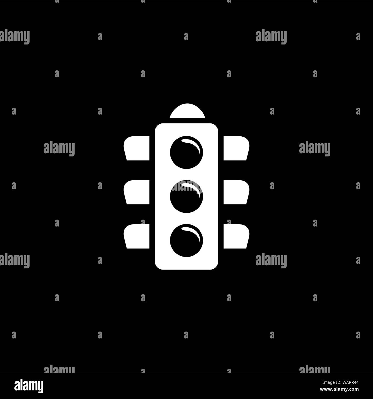 Traffic Light Signal Icon On Black Background. Black Flat Style Vector ...