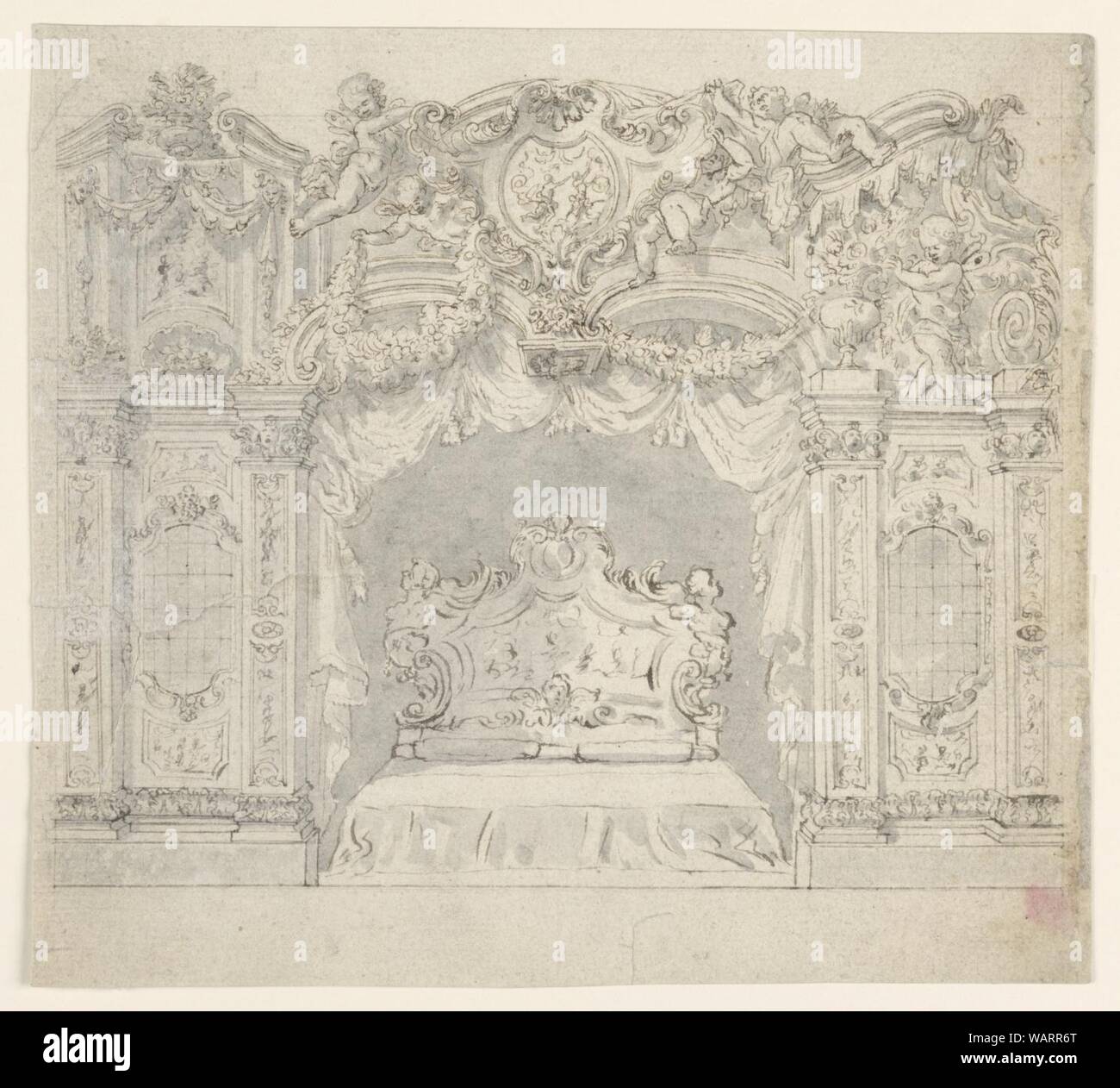 Drawing, Painted wall decoration, ca. 1750 Stock Photo - Alamy