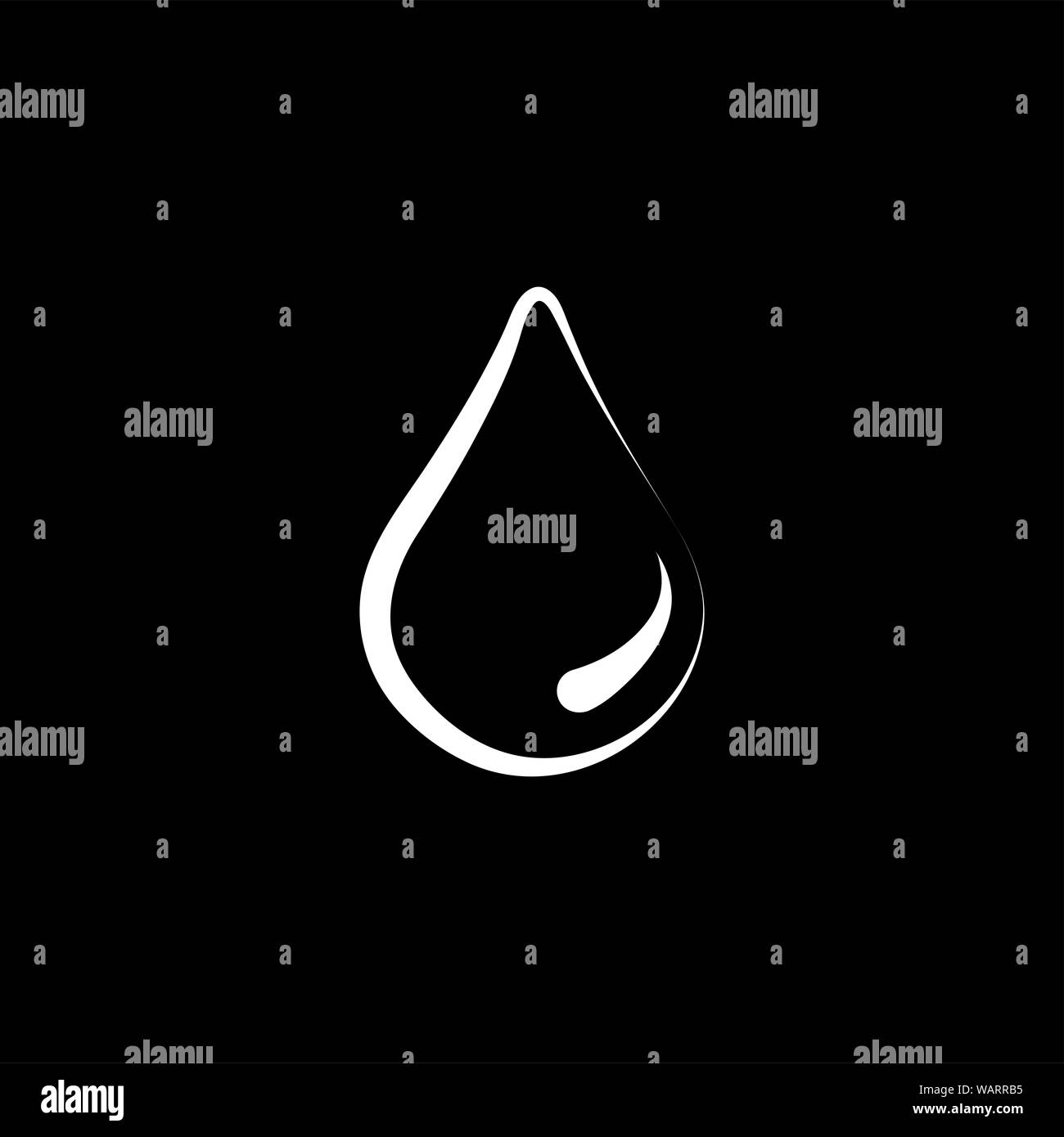 Water Drop Line Icon On Black Background. Black Flat Style Vector ...