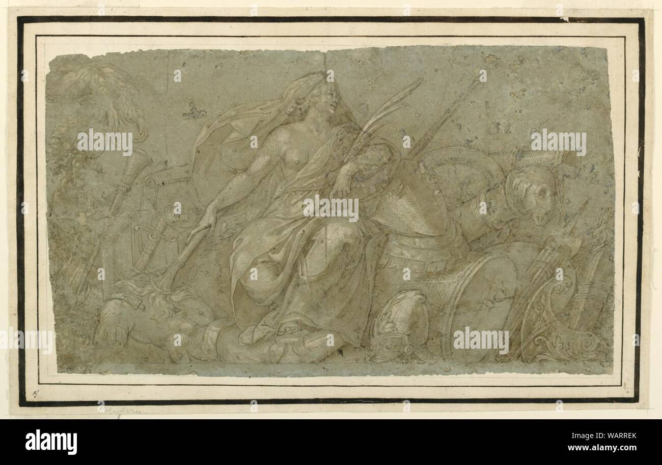 Drawing, Peace Burning Attributes of War, mid–late 16th century Stock ...