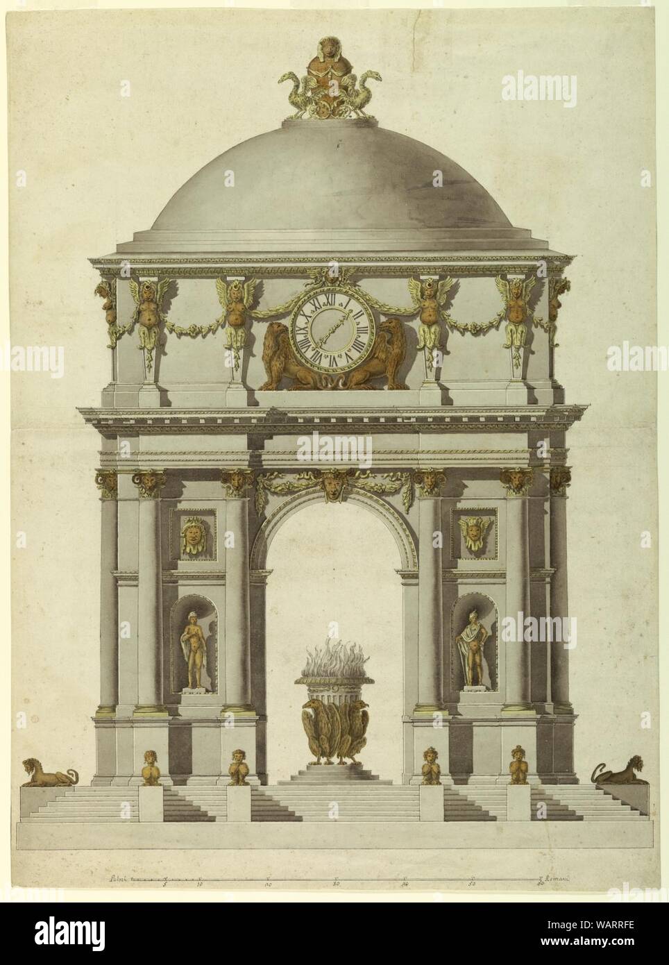 Drawing, Pavilion with a Clock and, ca. 1800 Stock Photo - Alamy