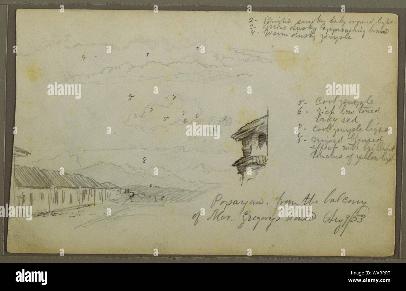 Drawing, Popayan, Colombia; Verso- Mountain Landscape, Colombia, August ...