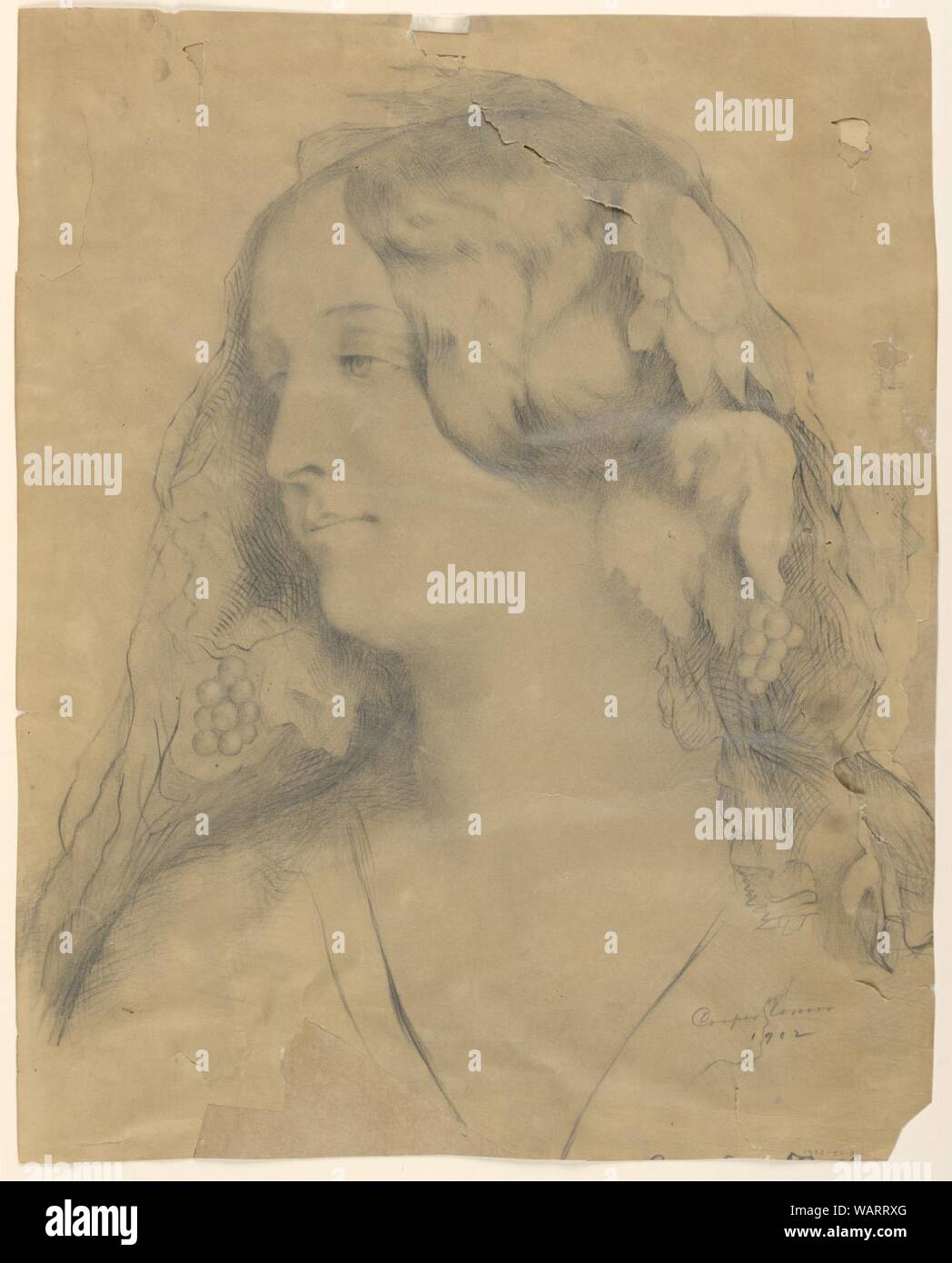 Drawing, Portrait of a Woman, 1902 Stock Photo - Alamy