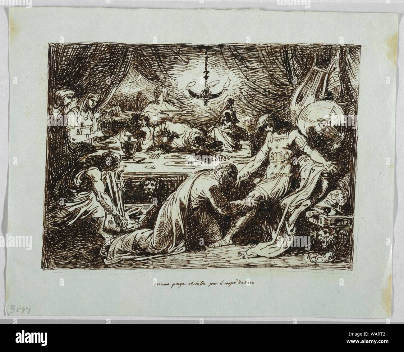 Drawing, Priam in the Tent of Achilles, ca. 1790 Stock Photo - Alamy