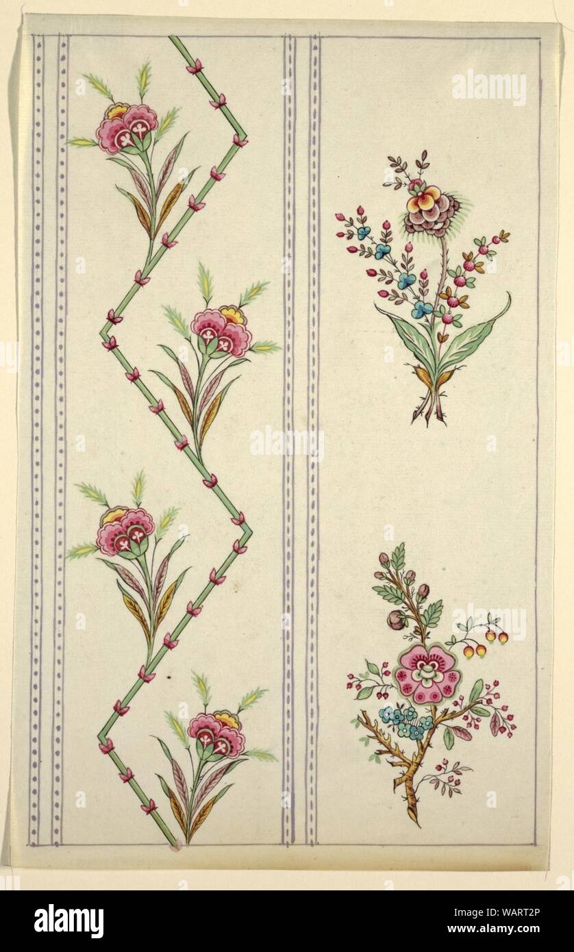 Drawing, Printed Textile Design- F, ca. 1801 Stock Photo - Alamy