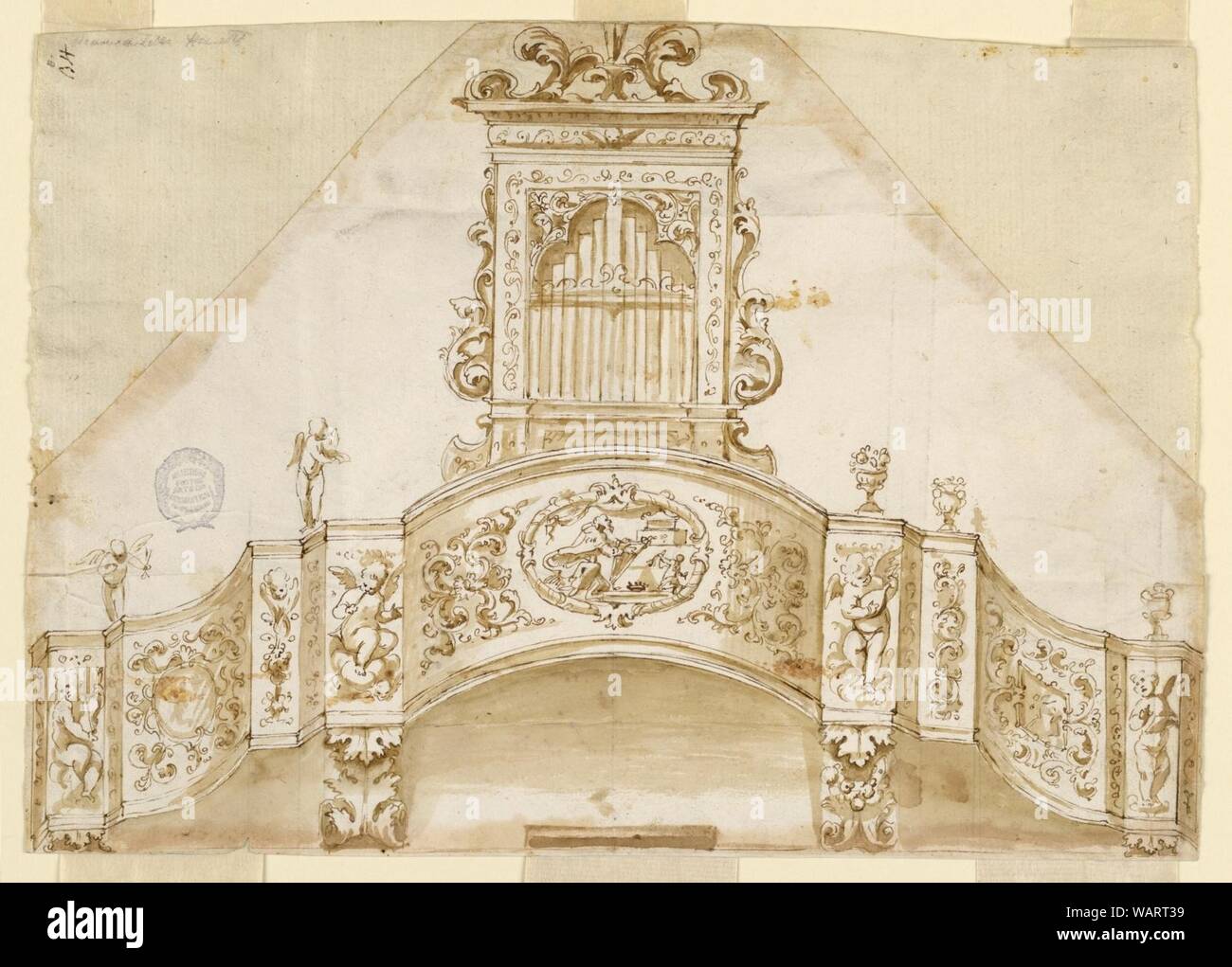 Drawing, Project- An organ loft and the organ with alternative ...