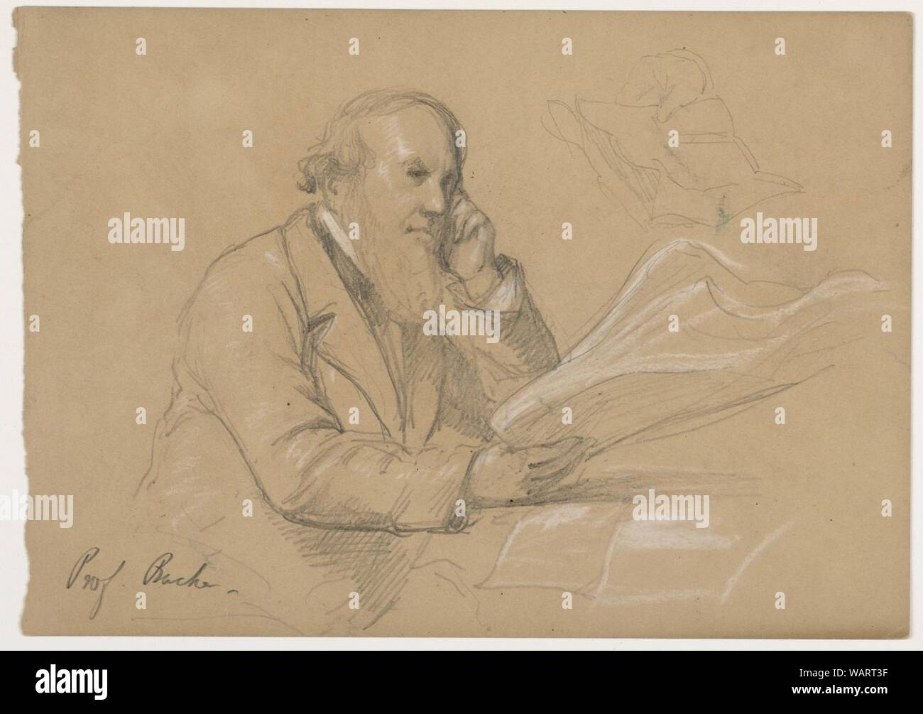 Drawing, Professor Alexander Dallas Bache Seated; Verso- Scribbled and ...