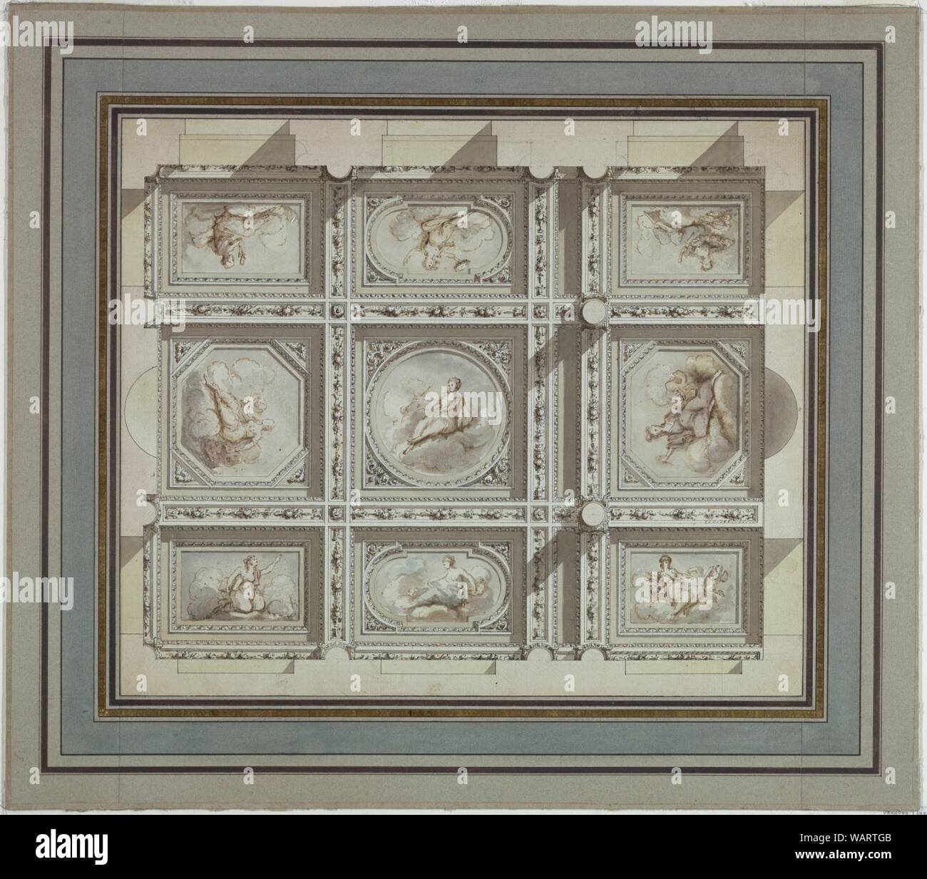 Drawing, Project for a Coffered Ceiling, with the Muses, ca. 1780 Stock ...