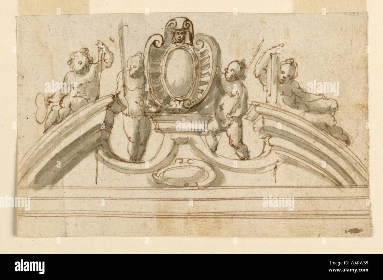 Drawing, Project for a Pediment, ca. 1580 Stock Photo - Alamy
