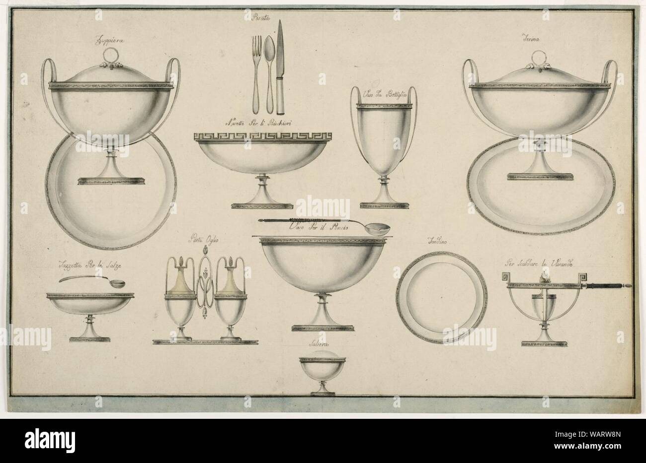 Drawing, Project for a Set of Tableware, ca. 1820 Stock Photo - Alamy