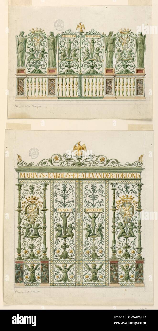 Drawing, Project for chapel gate, 1845 Stock Photo - Alamy
