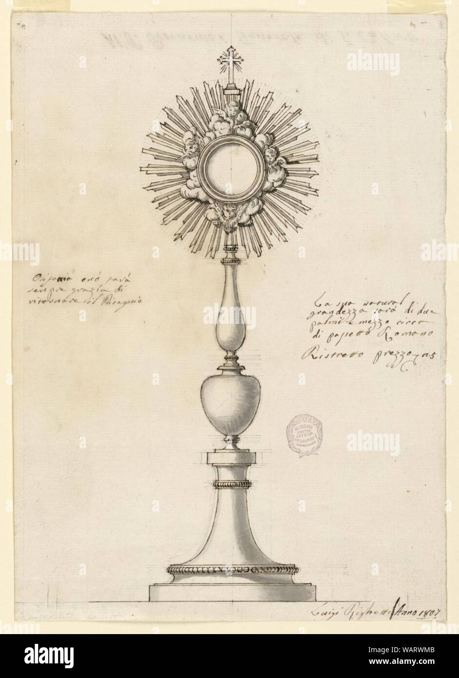 Drawing, Project for the Elevation of a Monstrance, 1650–1675 Stock ...