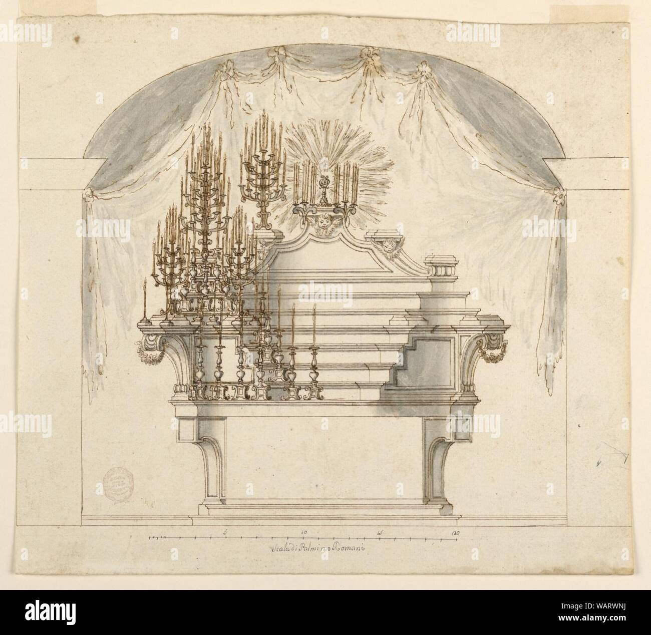 Drawing, Project for the exposition of the Host, 1725–1775 Stock Photo ...
