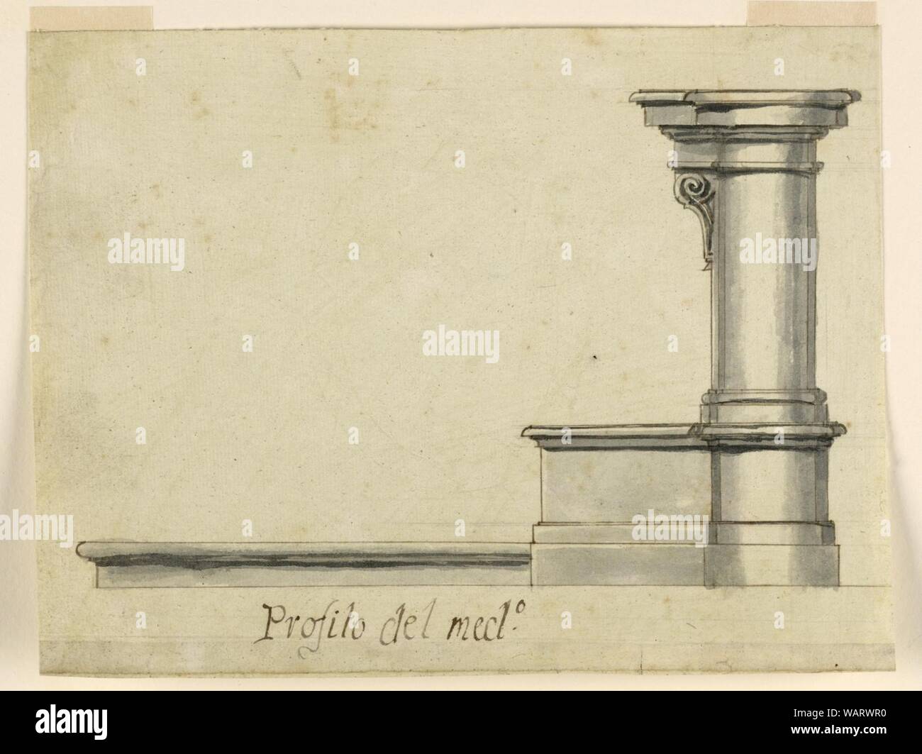 Drawing, Project- Sideview of the prayer stool, -2586, 1725–1775 Stock ...