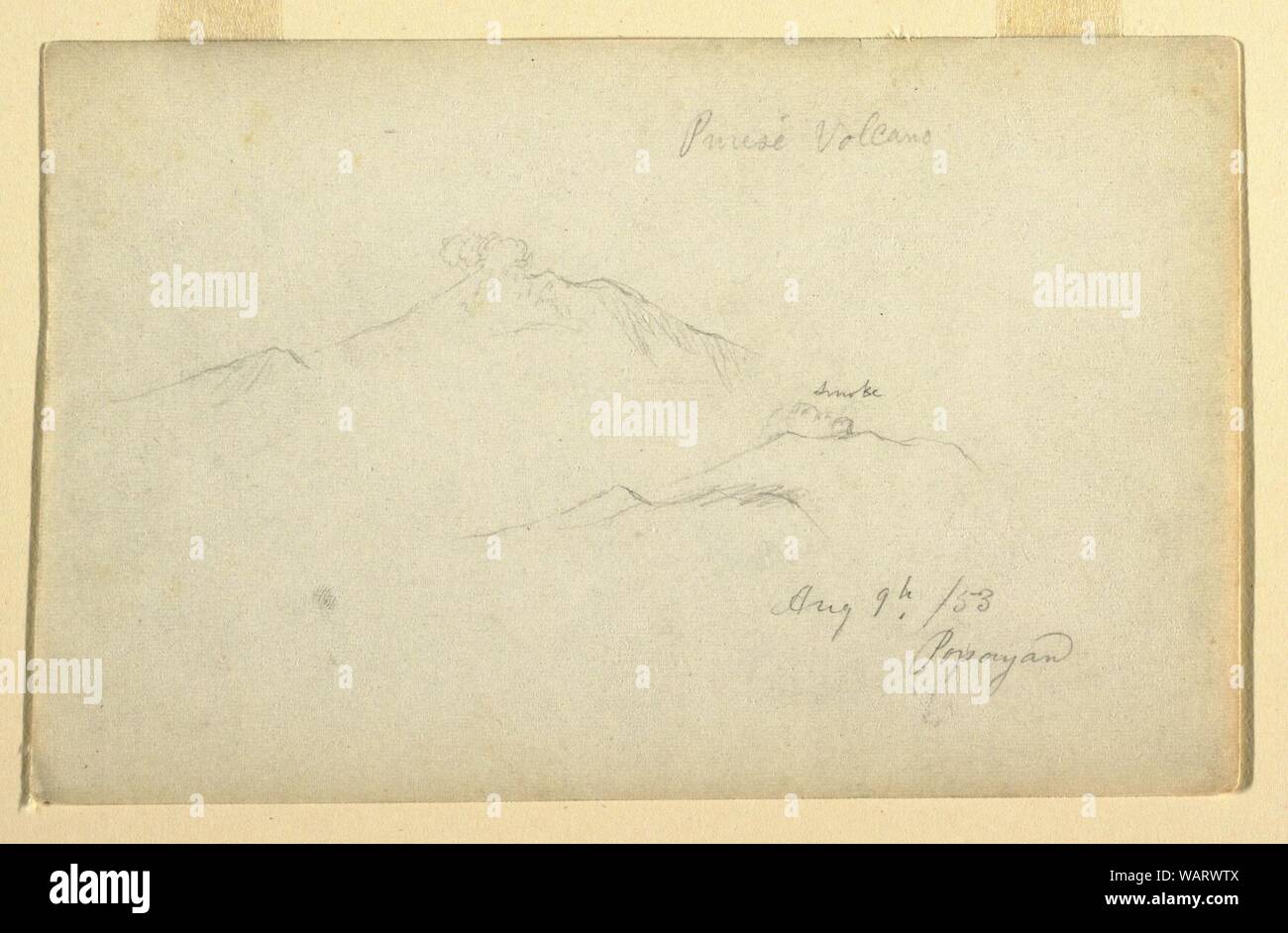 Drawing, Purese Volcano seen from Popayan, Colombia, August 9, 1853 ...