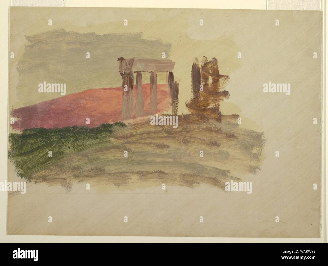 Drawing, Rapid sketch of the Temple at Corinth, 1869 Stock Photo - Alamy