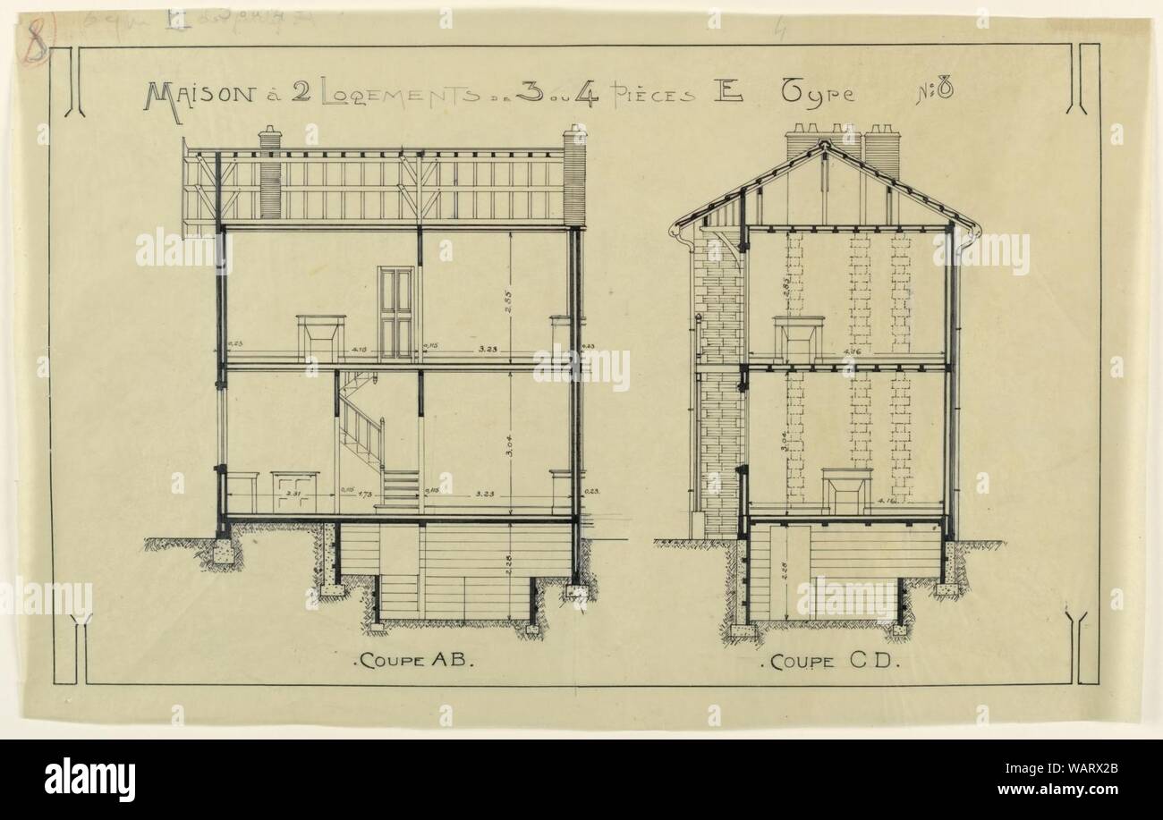 House Cross Section Drawing CROSS SECTION & LONGITUDINAL SECTION