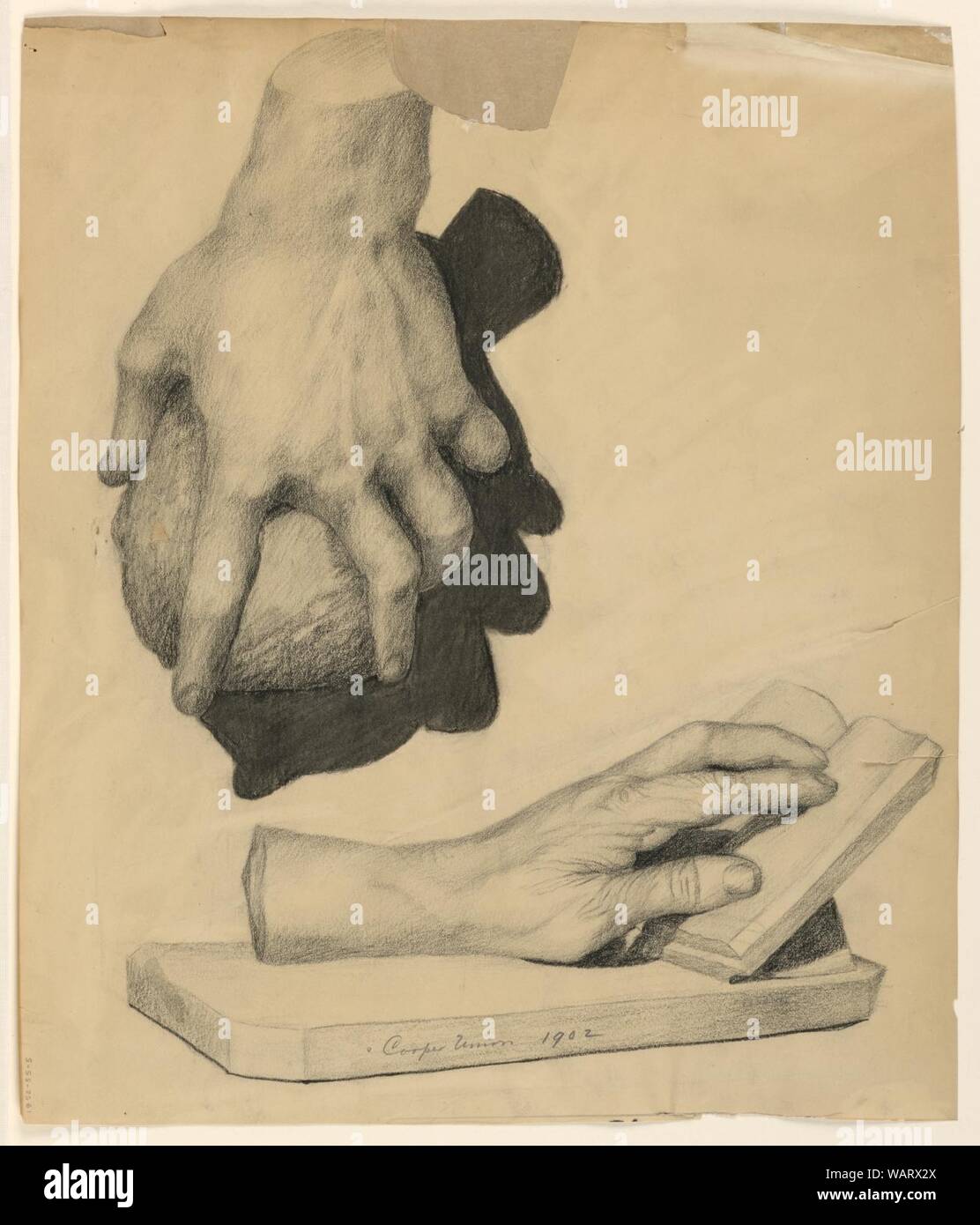 Drawing, Rendering of Casts of Hands, 1902 Stock Photo - Alamy