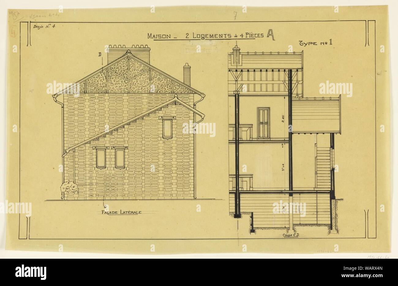 House Cross Section Drawing CROSS SECTION & LONGITUDINAL SECTION