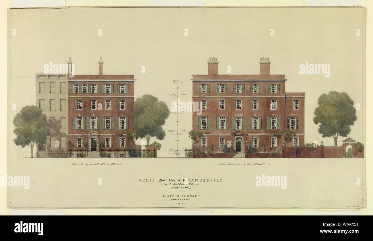 Drawing, Rendering of One Sutton Place, New York City, 1921 Stock Photo ...