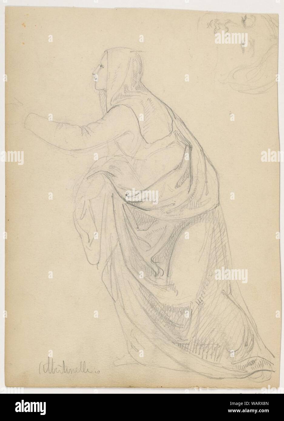 Drawing, Robed Woman Reaching Out, after Mariotto Albetinelli, 1844 ...