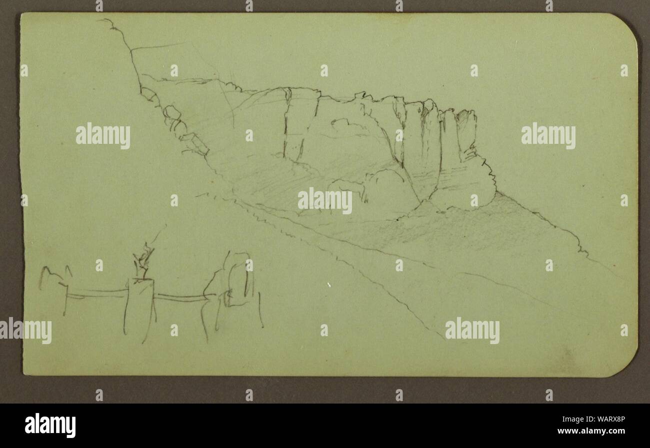 Drawing, Rock Wall, Pilaster; Verso- Mountain Landscape, Figures, 1883 ...