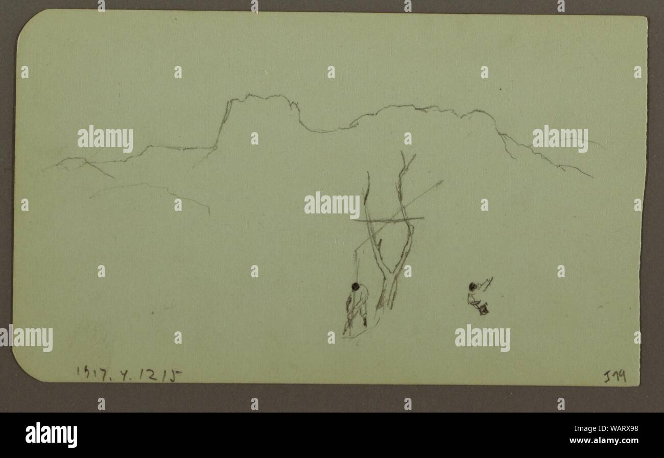 Drawing, Rock Wall, Pilaster; Verso- Mountain Landscape, Figures, 1883 ...