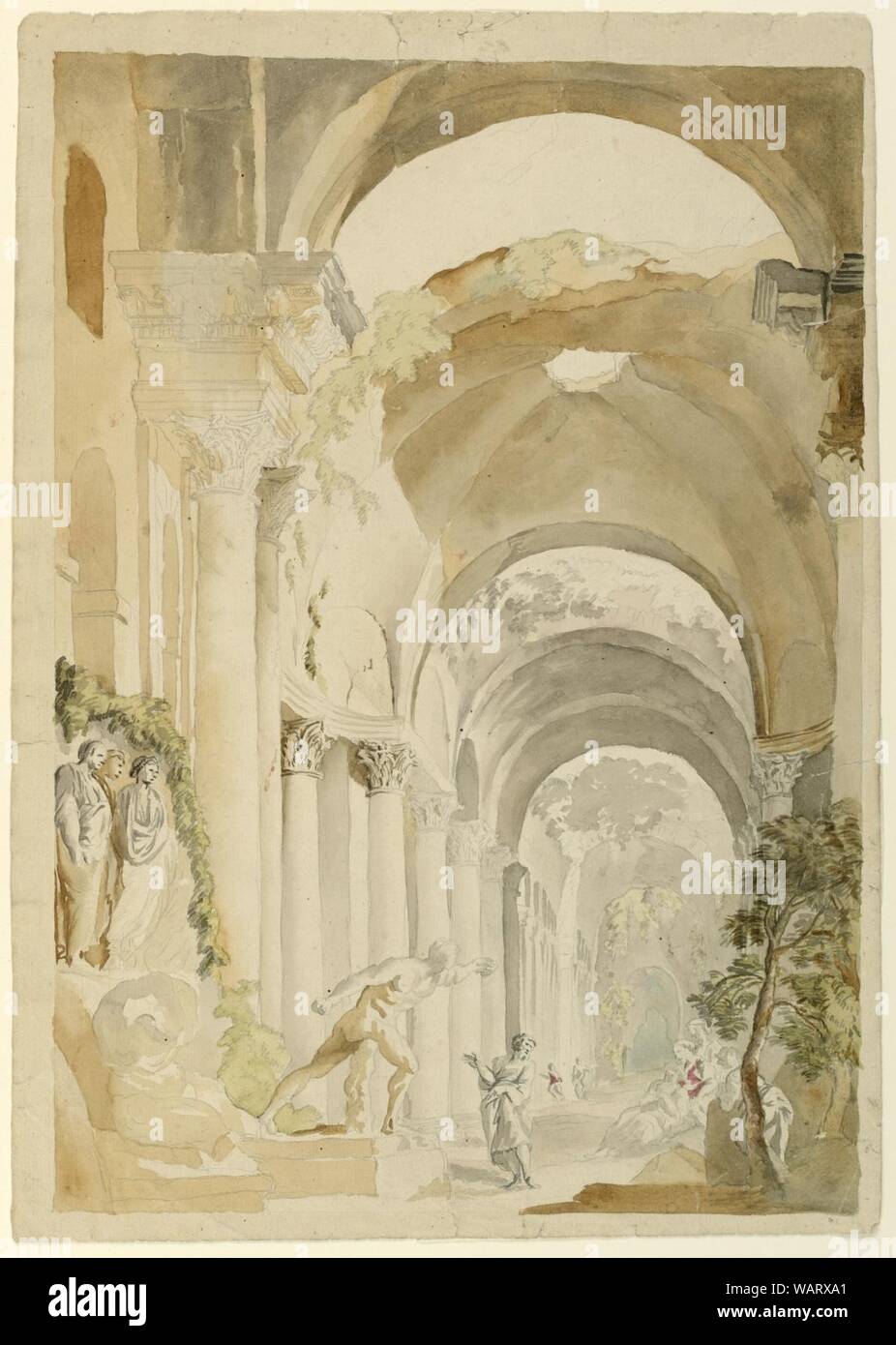 Drawing, Roman Ruins with Figures, ca. 1745 Stock Photo - Alamy