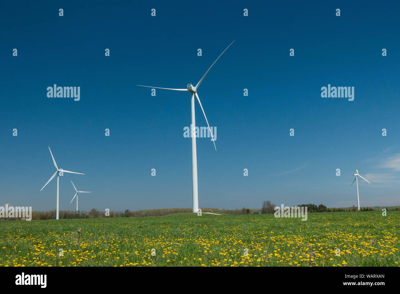 Broken wind turbine at the wind energy farm in Michigan, USA Stock ...