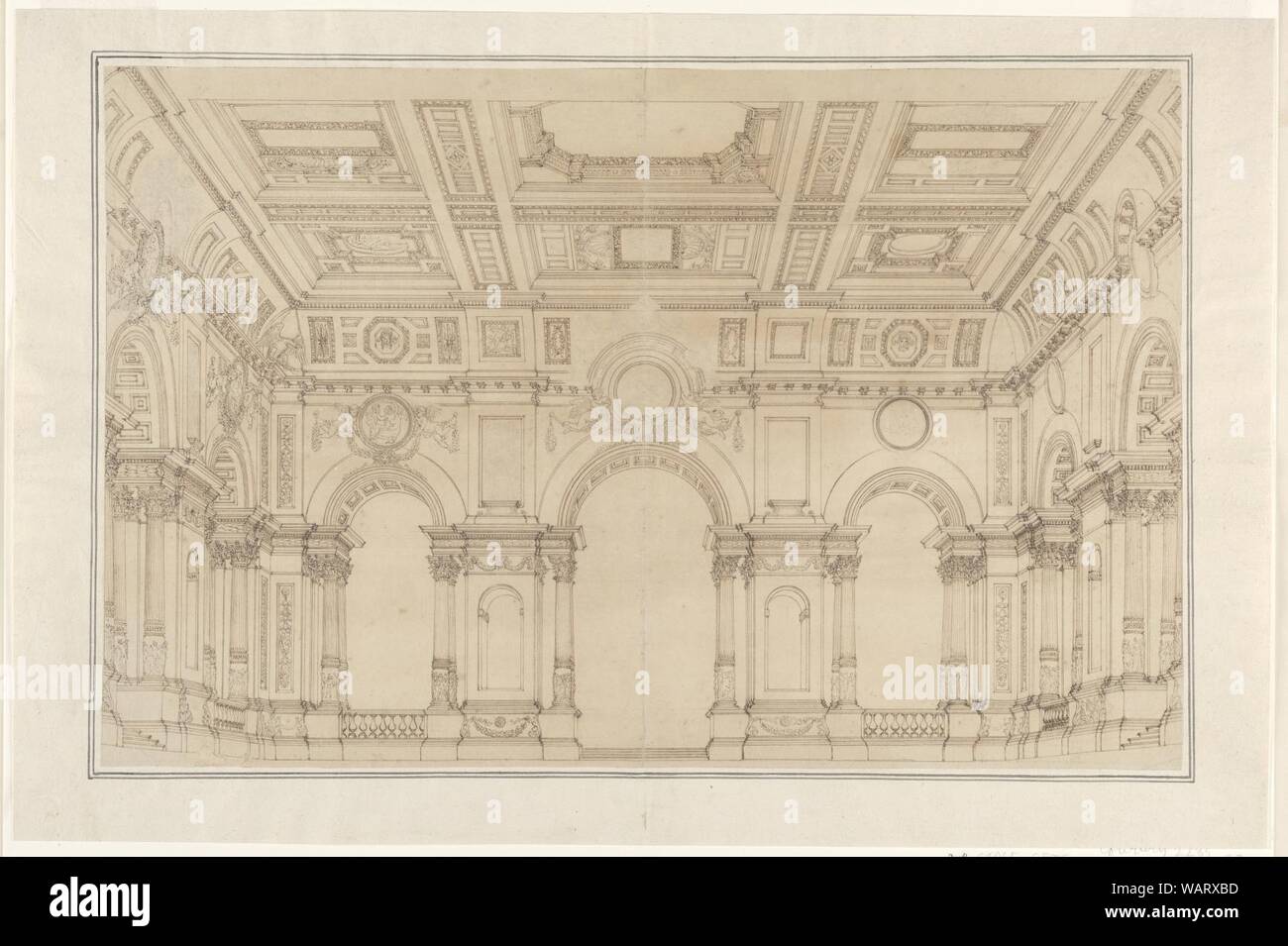 Drawing, Room in a Palace, mid-19th century Stock Photo - Alamy