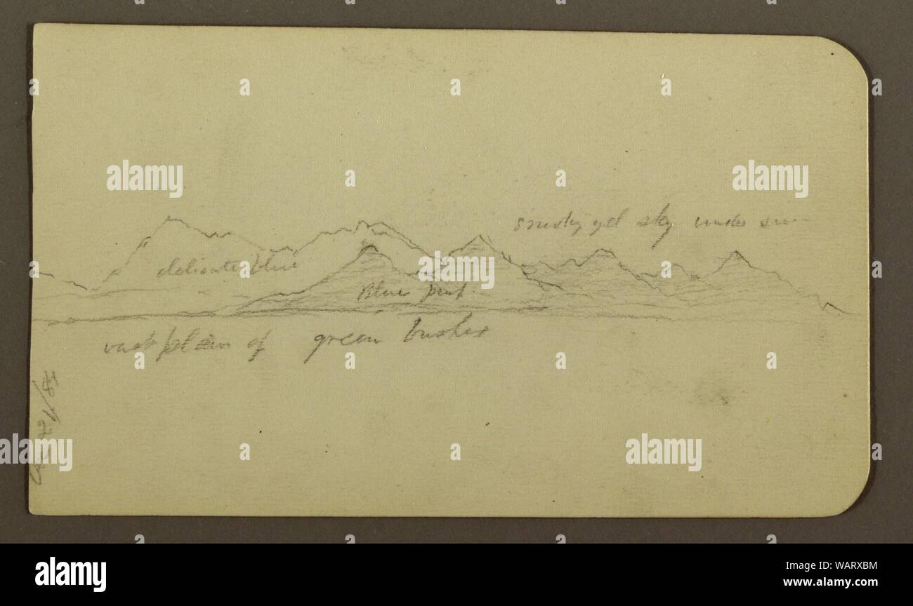 Drawing, Rugged Mountain Across a Plain; Verso- Figures, Landscape ...