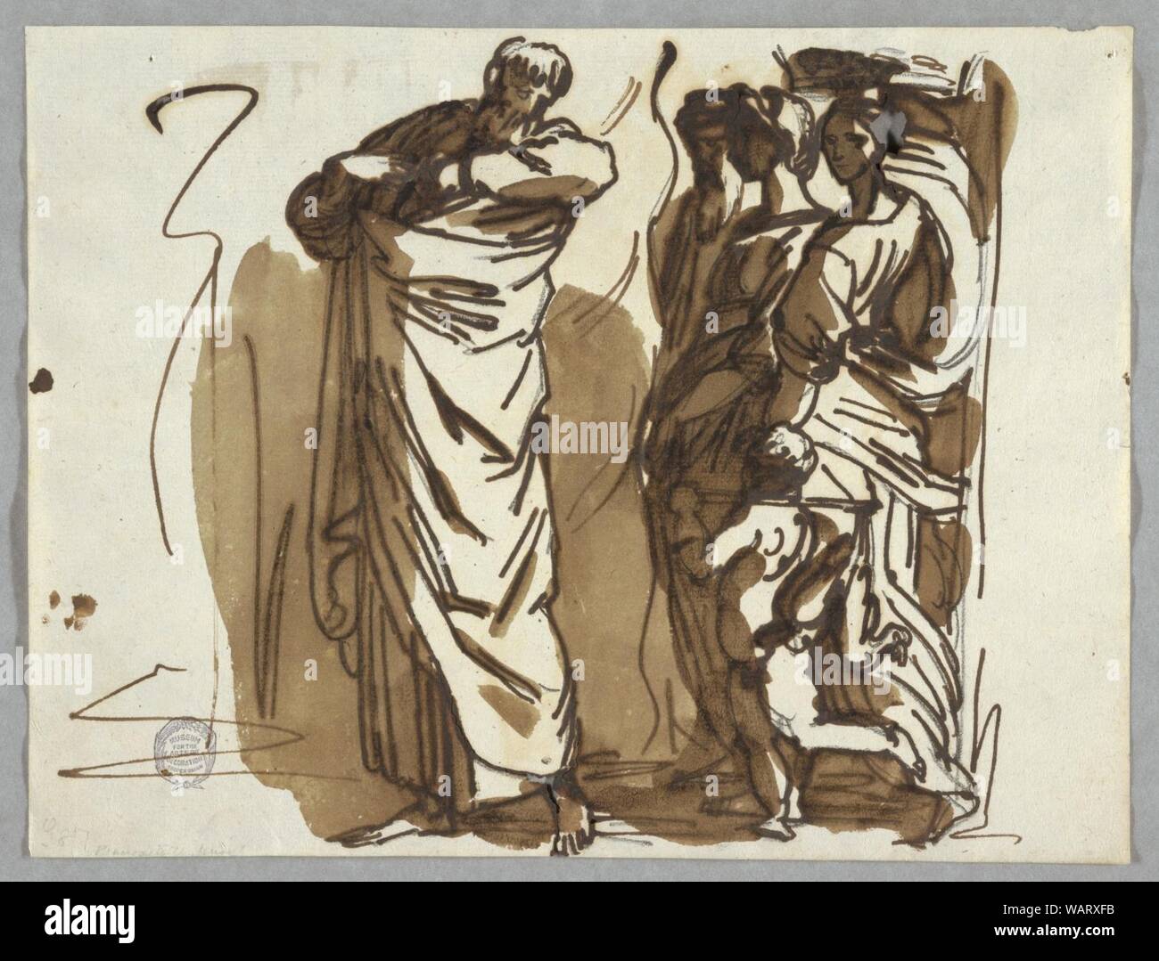 Drawing, Saint Paul and Figures, after Raphael, ca. 1820 Stock Photo ...