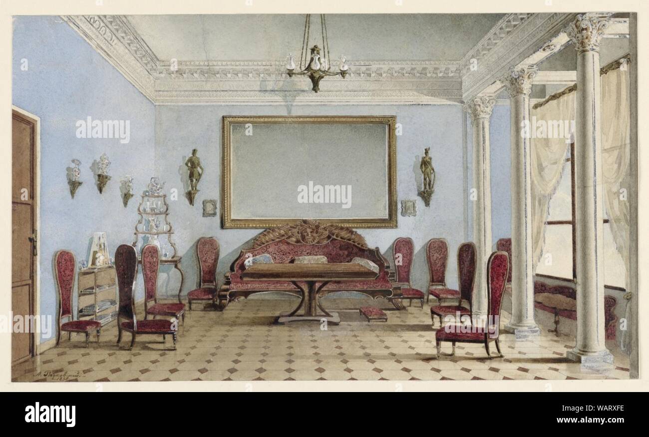 Drawing, Salon Interior, 1858 Stock Photo - Alamy