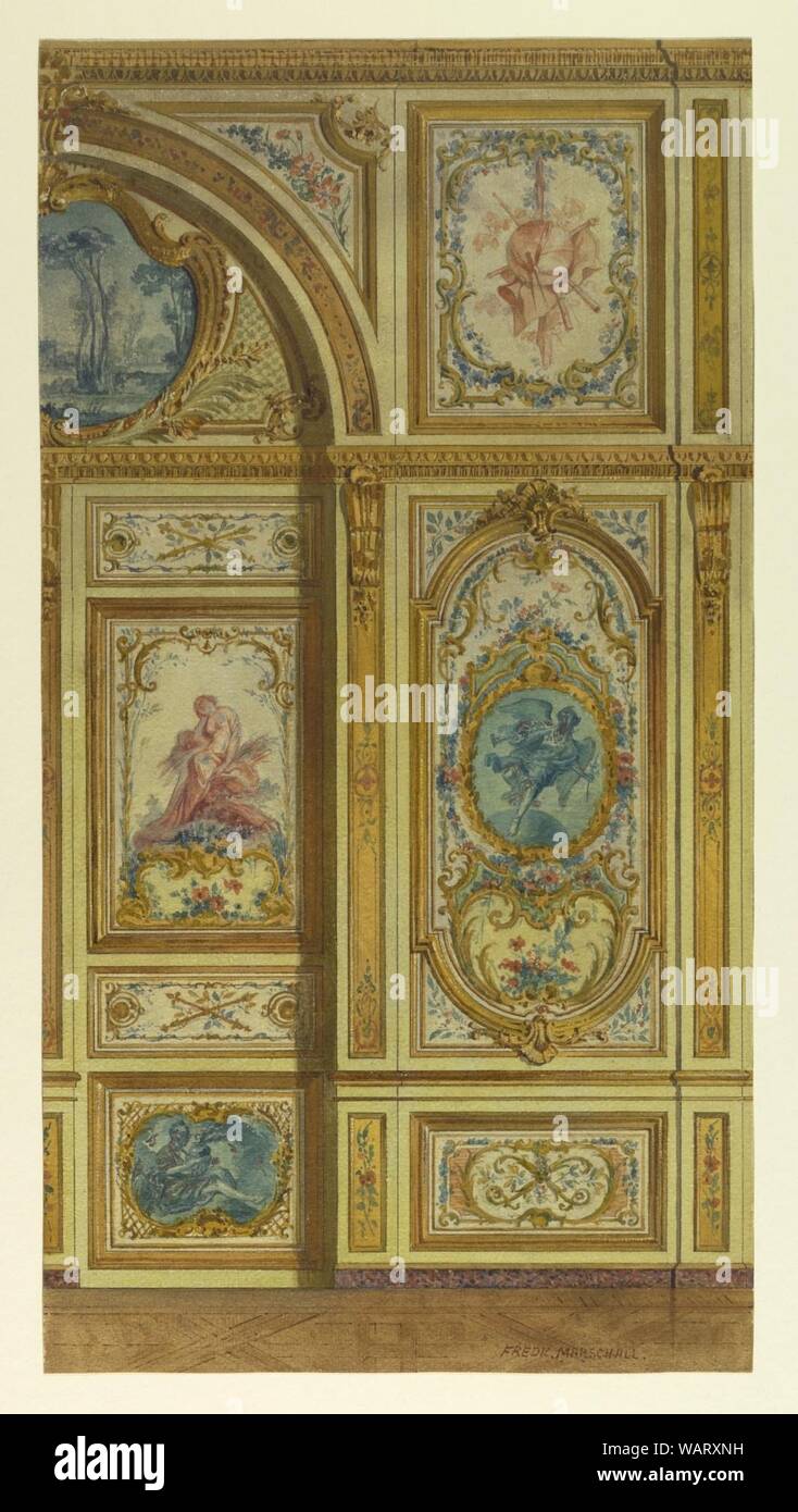 Drawing, Section of wall, Council chamber of Louis XV, ca. 1885 Stock ...