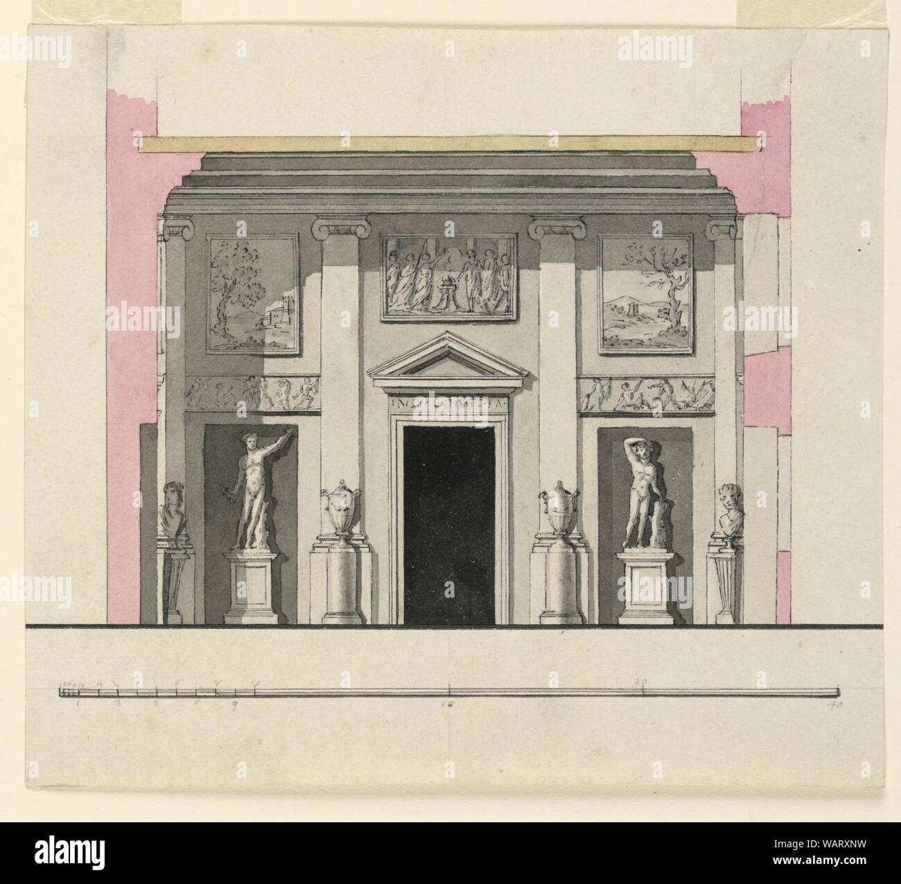 Drawing, Section of a museum's room, 1770–1800 Stock Photo - Alamy