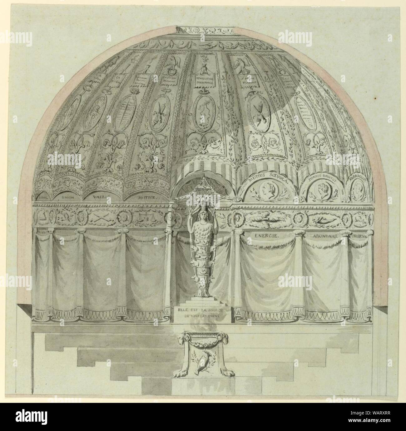 Drawing, Semi-circular Council Chamber Dedicated to Nature with ...